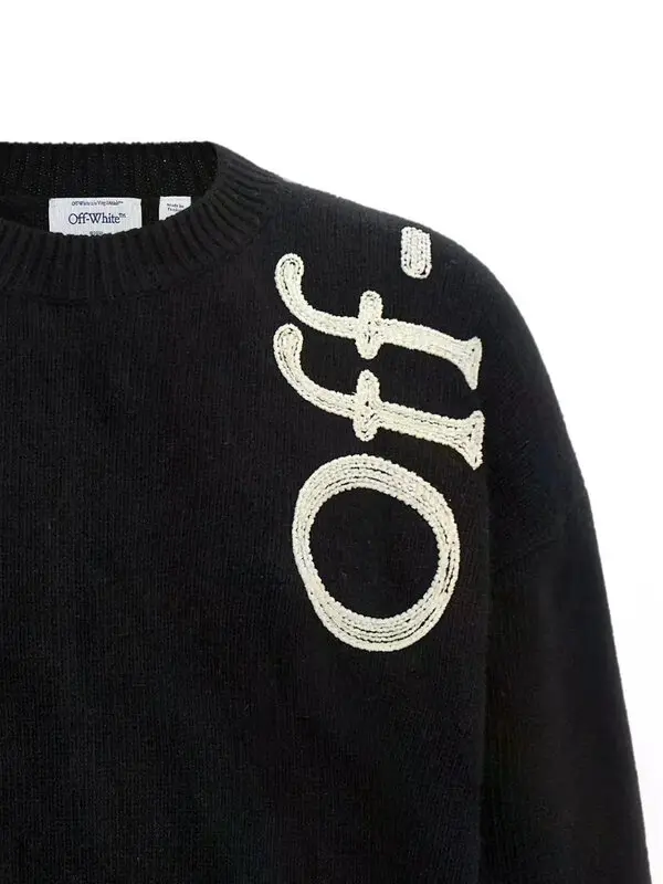 Off-White Vertical Bookish Embroidered Sweater