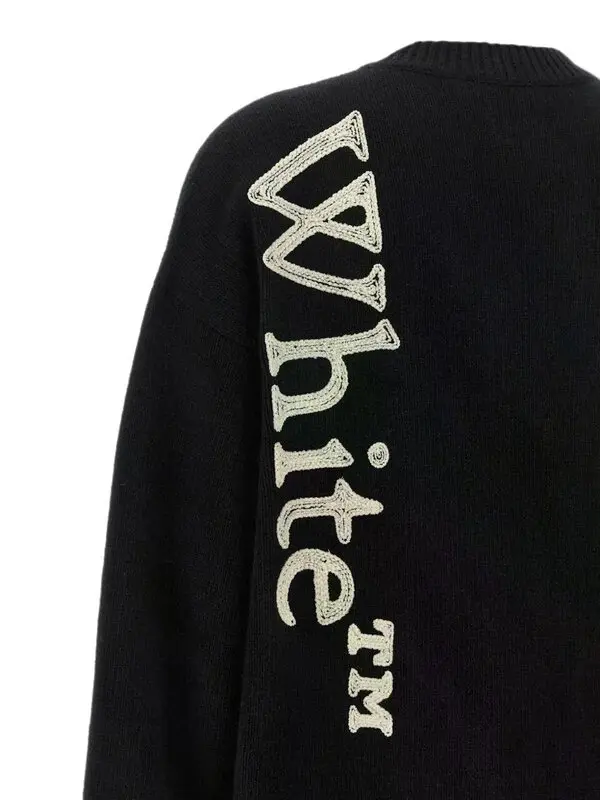 Off-White Vertical Bookish Embroidered Sweater