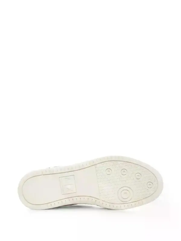 Armani Exchange Perforated Logo Leather Sneakers - Neutrals