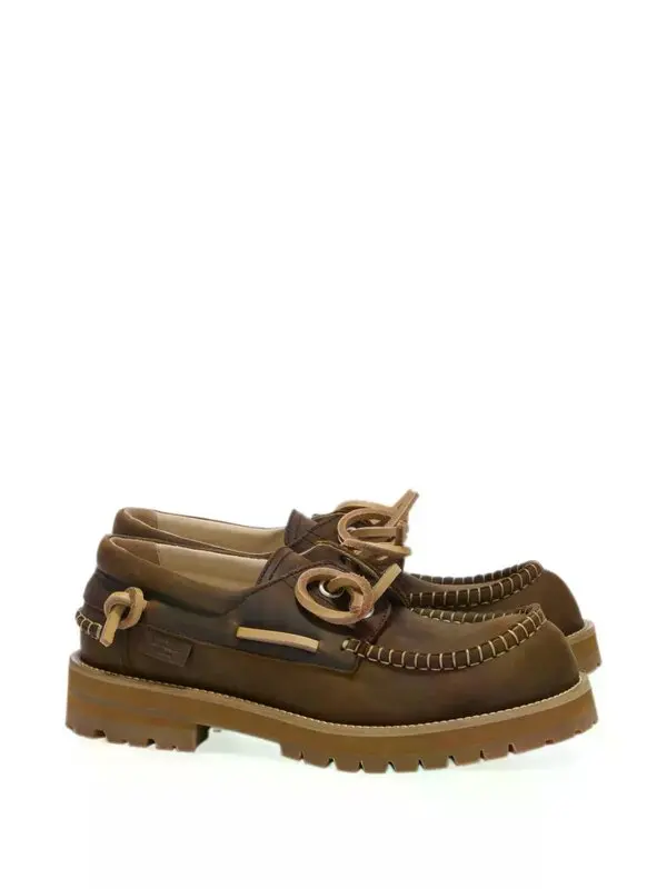 Moschino Chunky Sole Boat Shoes With Whipstitch Trim
