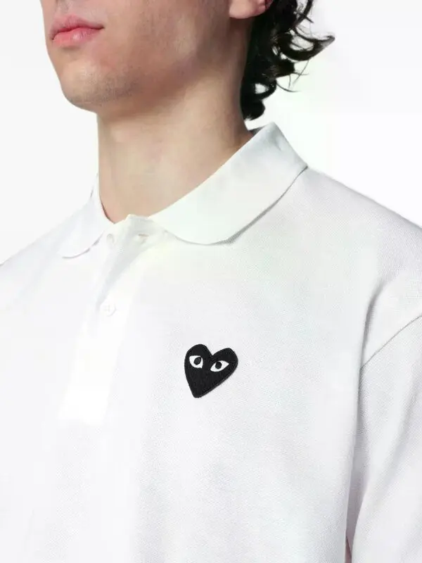Comme Des Garçons Logo Heart-patch Polo Shirt