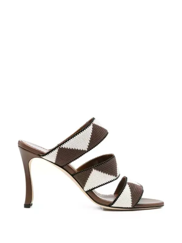 Manolo Blahnik Capro Geometric Pattern Stiletto Sandals - Brown