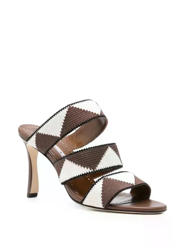 Manolo Blahnik Capro Geometric Pattern Stiletto Sandals - Brown