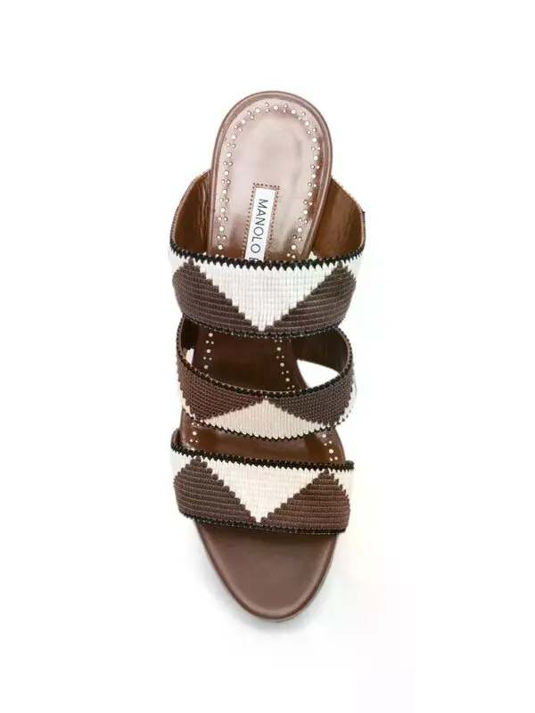 Manolo Blahnik Capro Geometric Pattern Stiletto Sandals - Brown
