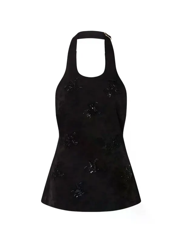 Liu Jo Jacquard Halter Top With Jewel Embroidery