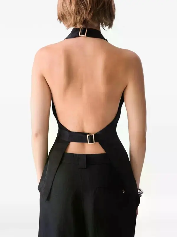 Liu Jo Jacquard Halter Top With Jewel Embroidery