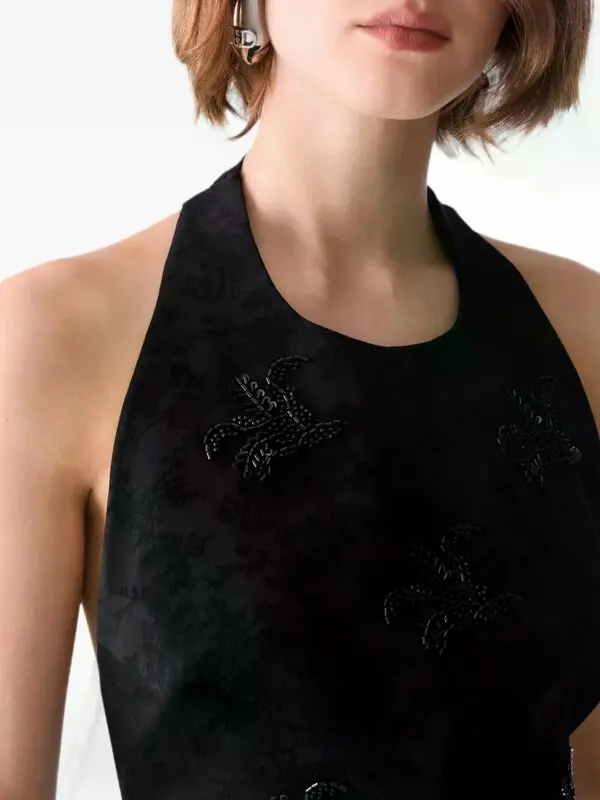 Liu Jo Jacquard Halter Top With Jewel Embroidery