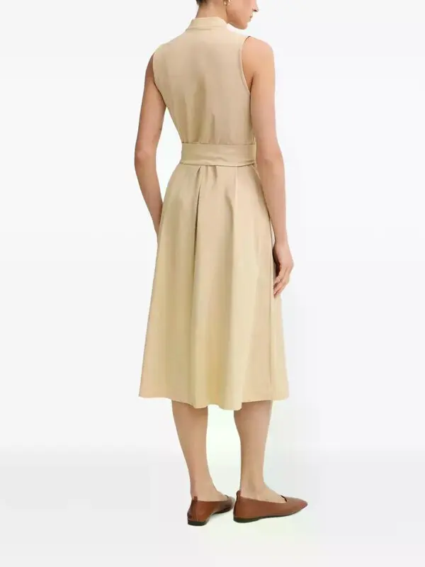 Joseph Ribkoff Sleeveless High Neck Belted Wrap Midi Dress - Neutrals