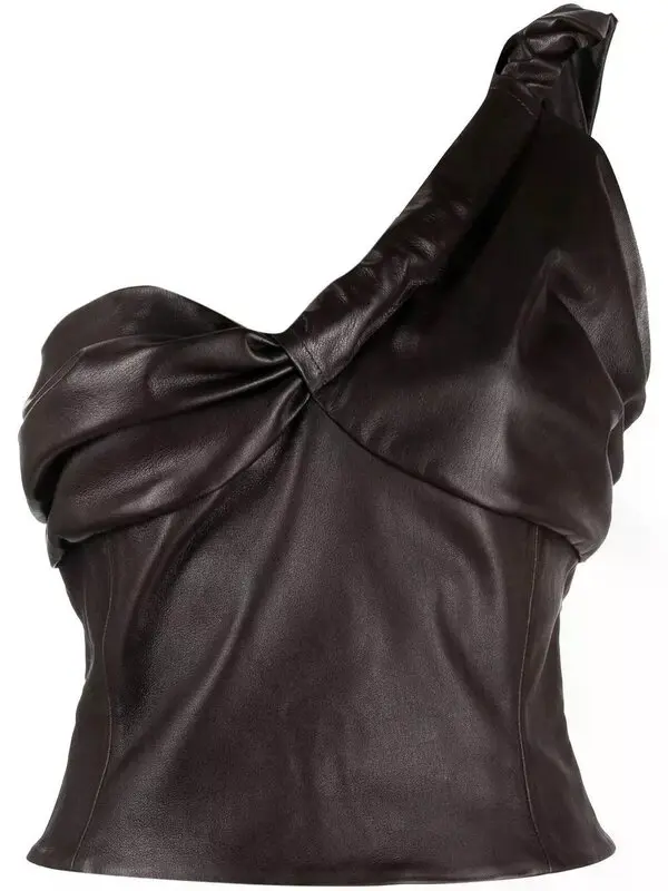 THE MANNEI Twisted Leather Cropped Top