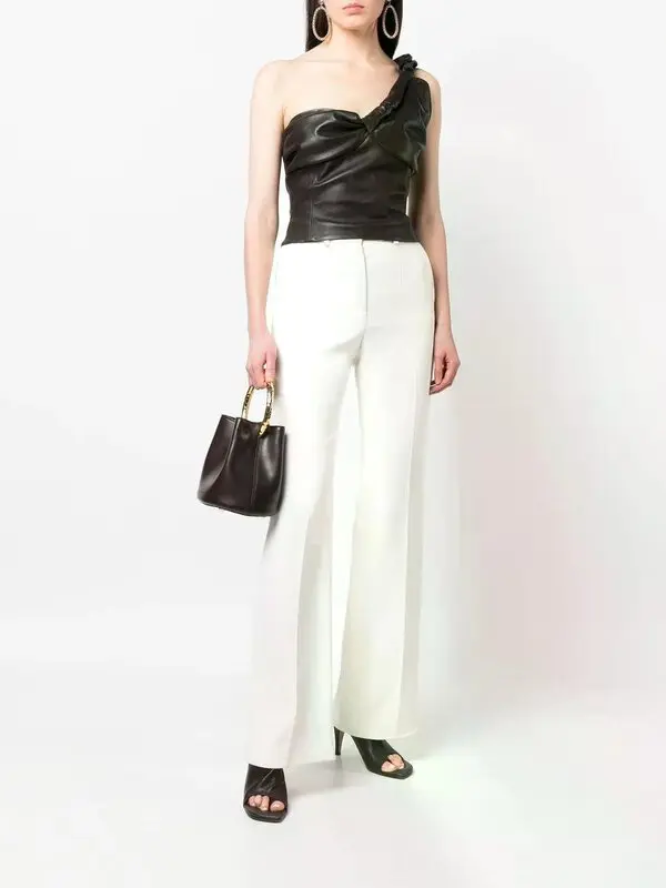 THE MANNEI Twisted Leather Cropped Top