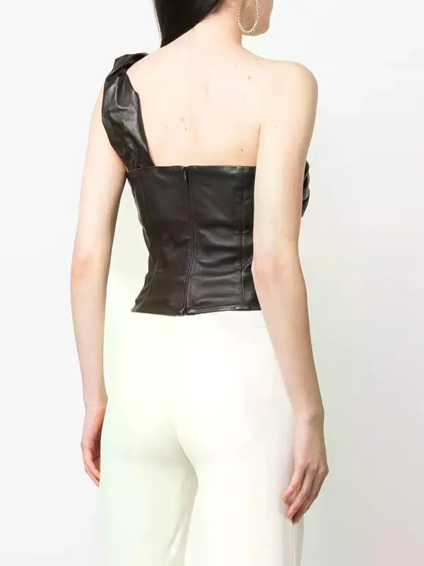 THE MANNEI Twisted Leather Cropped Top