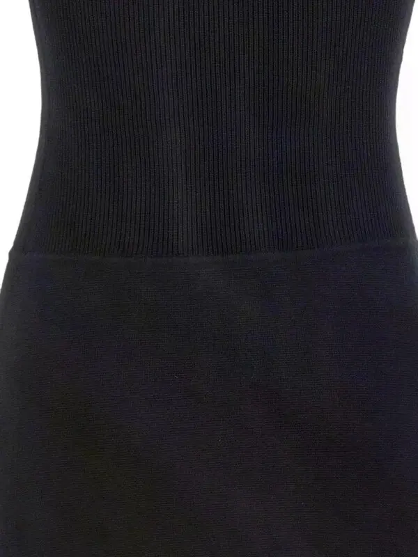 Elisabetta Franchi Ribbed Knit Tie-neck Dress With Button Details