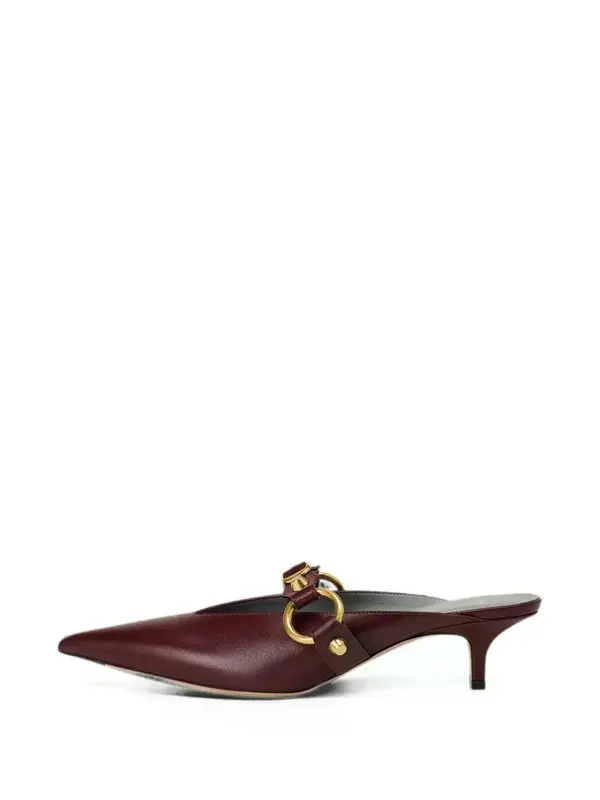 Balenciaga Buckle-strap Embellished Leather Heeled Mules - Red