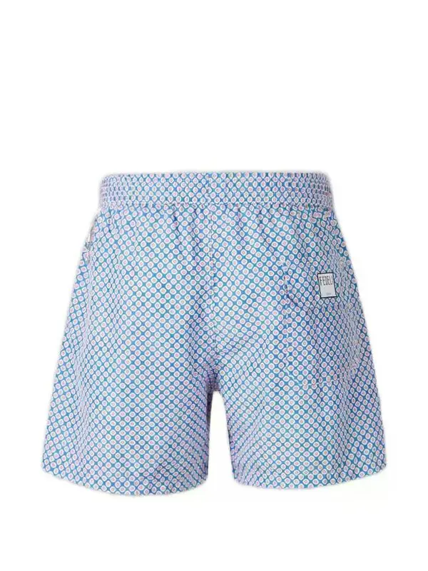 Fedeli All-over Patterned Drawstring Swim Shorts - Blue