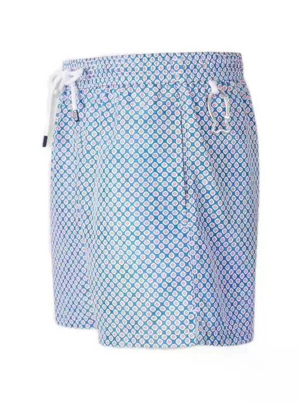 Fedeli All-over Patterned Drawstring Swim Shorts - Blue