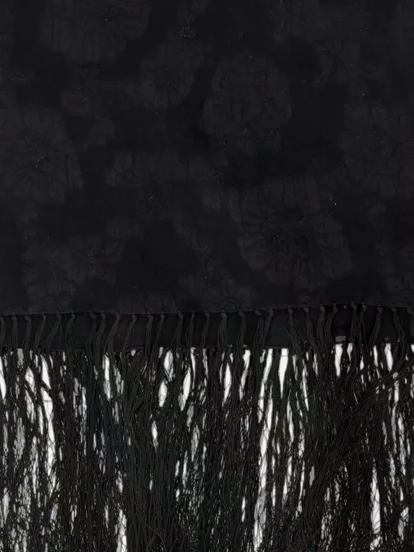 Vintage Floral-jacquard Fringed Scarf