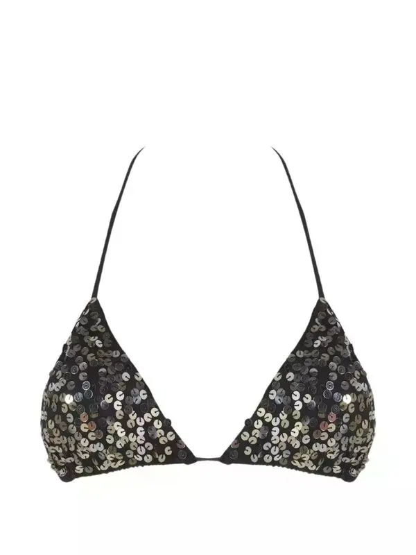 LESLIE AMON Sequin Scorpio Bikini Top - Black