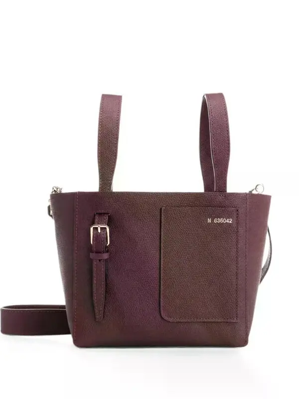 VALEXTRA Small Buckle-detail Pebbled Bucket Bag - Red