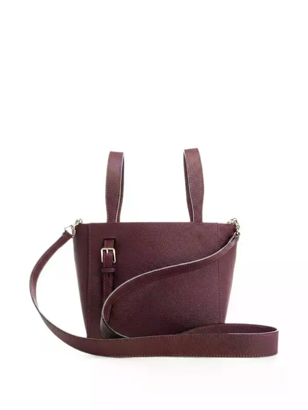 VALEXTRA Small Buckle-detail Pebbled Bucket Bag - Red
