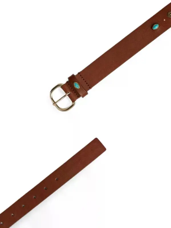 Momoni Studded Leather Belt - Brown