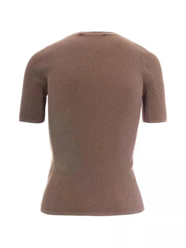 Max Mara Ribbed-knit Metallic-thread T-shirt