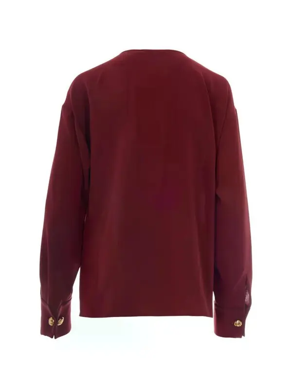 Max Mara Burgundy Cowl Neck Blouse With Buttoned Cuffs