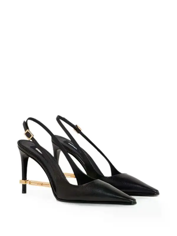 Dsquared2 Leather Slingback Pumps With Metal Bar Detail