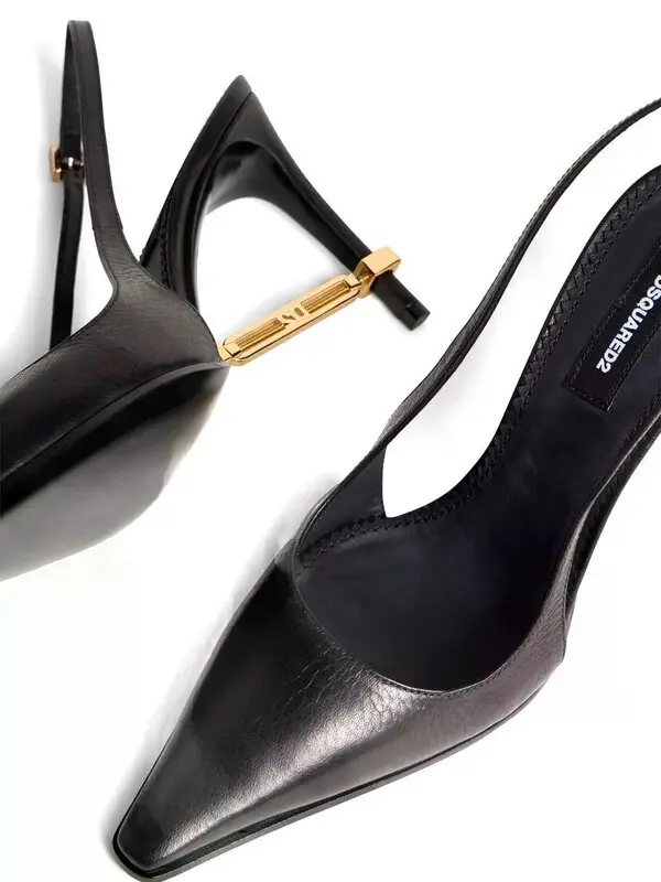 Dsquared2 Leather Slingback Pumps With Metal Bar Detail