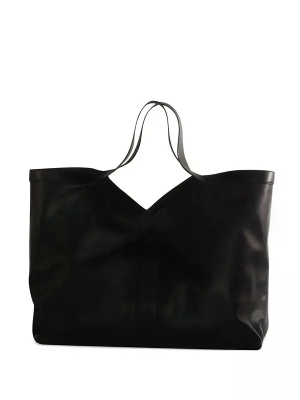 Saint Laurent V-cut Leather Tote Bag - Black