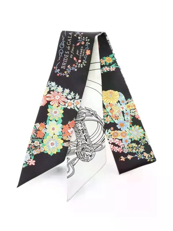 Hermès Brides De Gala En Fleurs Scarf - Black