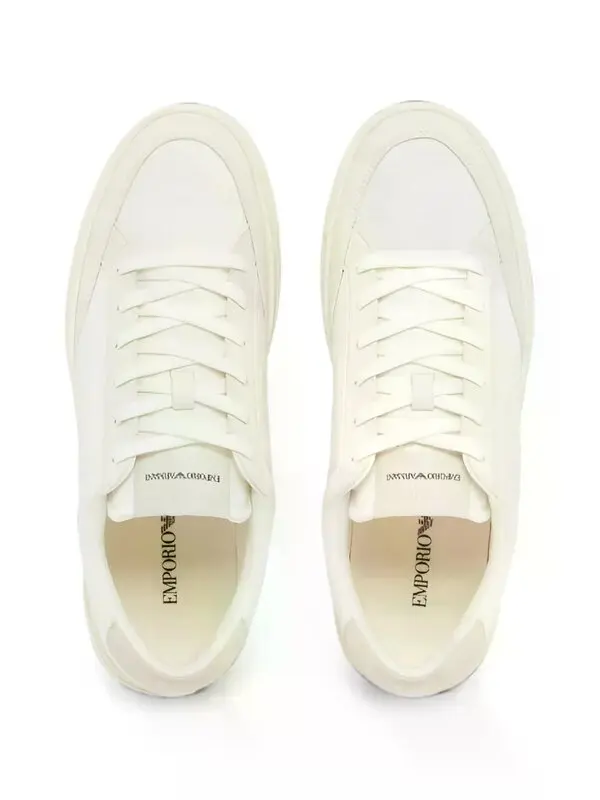 Emporio Armani Eagle Jacquard Leather Trim Sneakers
