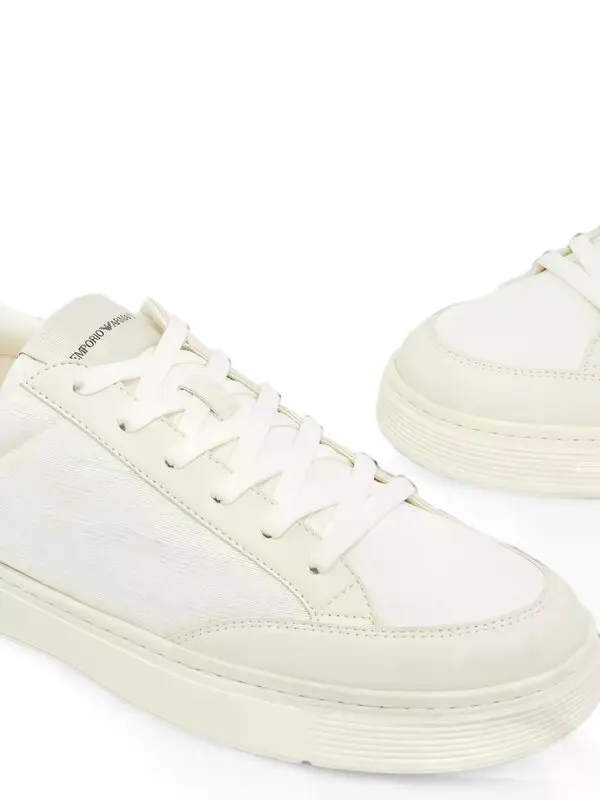 Emporio Armani Eagle Jacquard Leather Trim Sneakers