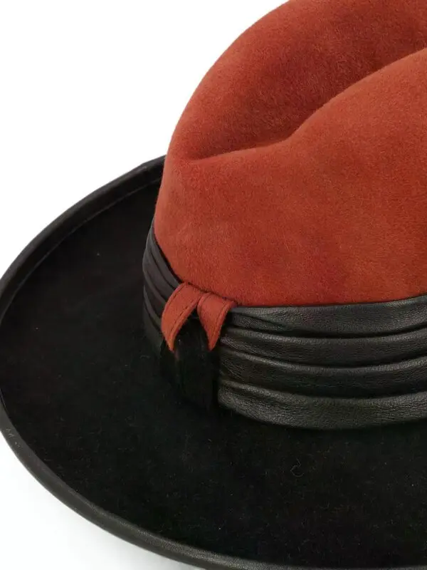 Vintage Leather-trimmed Fedora Hat