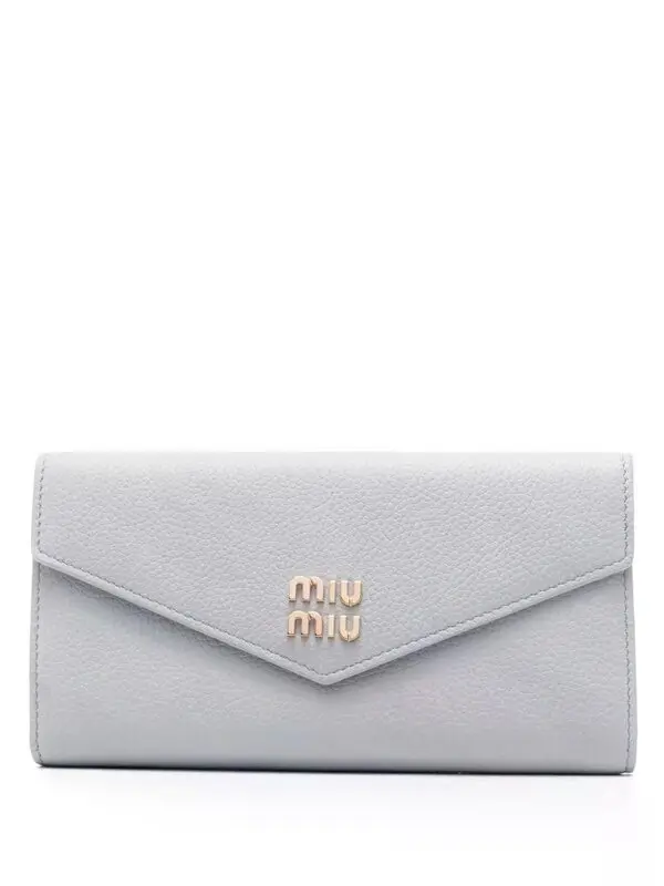 Miu Miu Logo-lettering Leather Wallet - Blue