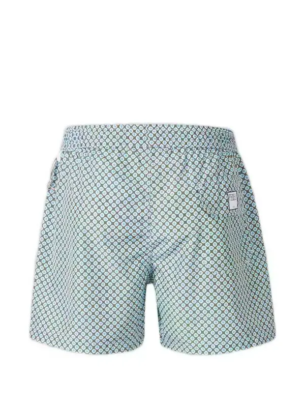 Fedeli Patterned Drawstring Swim Shorts - Green