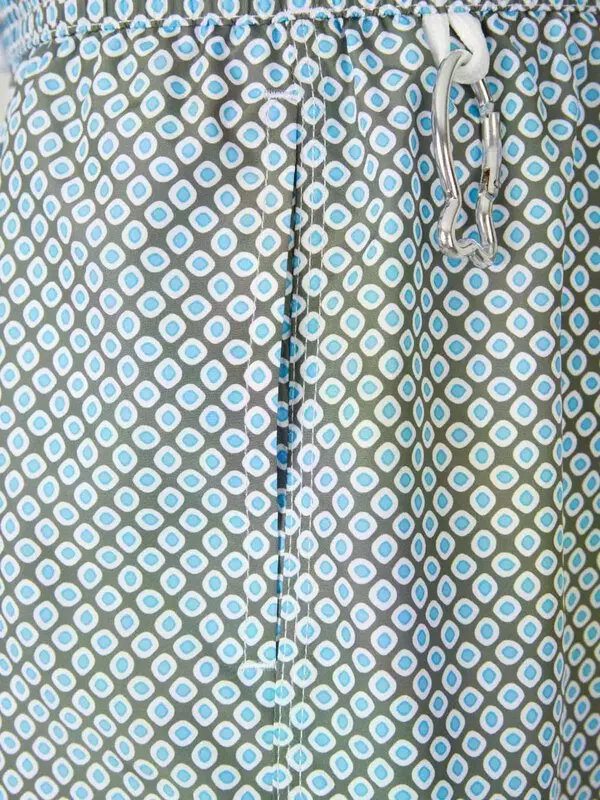 Fedeli Patterned Drawstring Swim Shorts - Green
