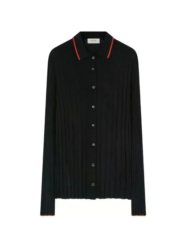 RETORI Ribbed-knit Button-down Cardigan