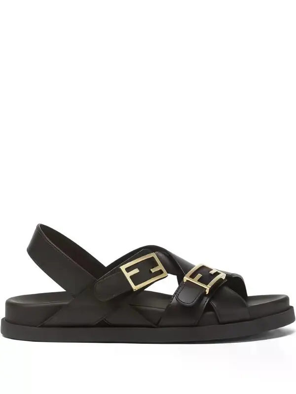 Fendi Ff Logo Buckle Slingback Sandals