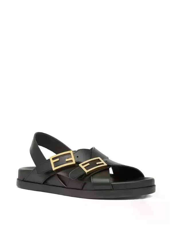 Fendi Ff Logo Buckle Slingback Sandals