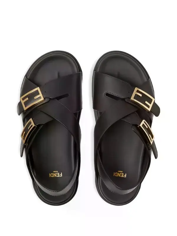Fendi Ff Logo Buckle Slingback Sandals