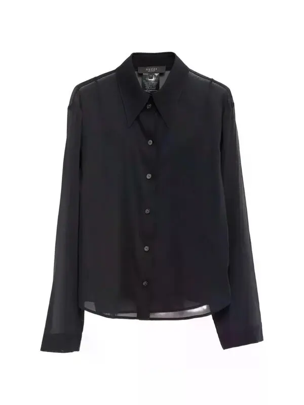 Gucci Silk Chiffon Pointed Collar Shirt