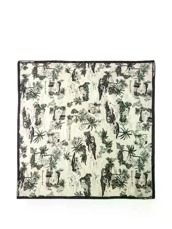 Karl Lagerfeld K/signature Vacance Silk Scarf - Black