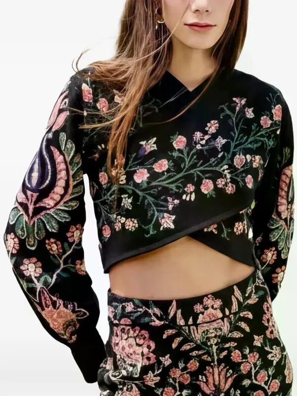 Farm Rio Marvelous Garden Embroidered Sweater
