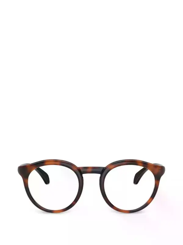 Moncler Shiny Havana Round-frame Glasses