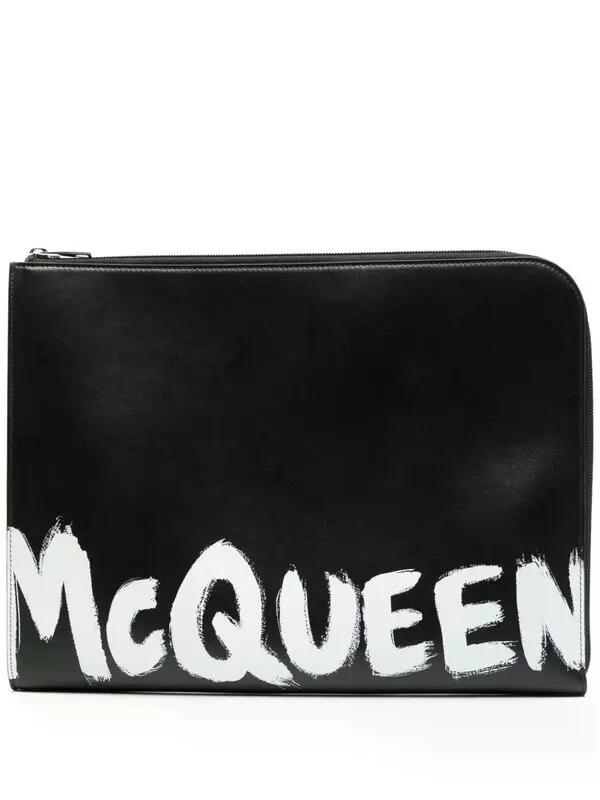 Alexander McQueen Logo Print Laptop Bag - Black