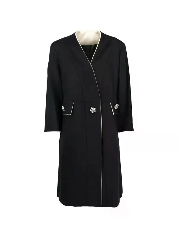 Vintage Embellished Contrast-trim Coat