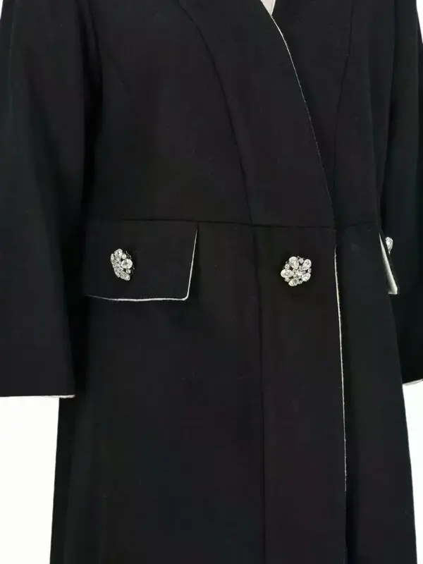 Vintage Embellished Contrast-trim Coat