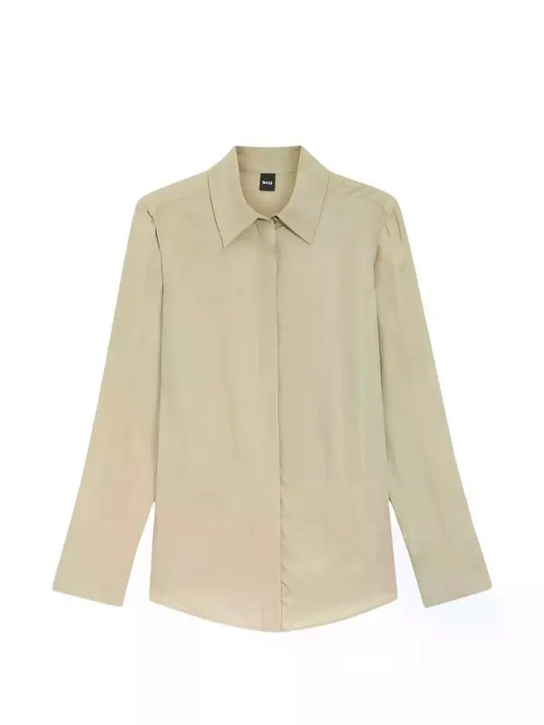 BOSS Pointed-collar Shirt With Concealed Button Front
