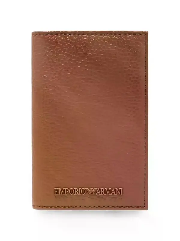 Emporio Armani Tumbled-leather Bi-fold Card Holder - Brown