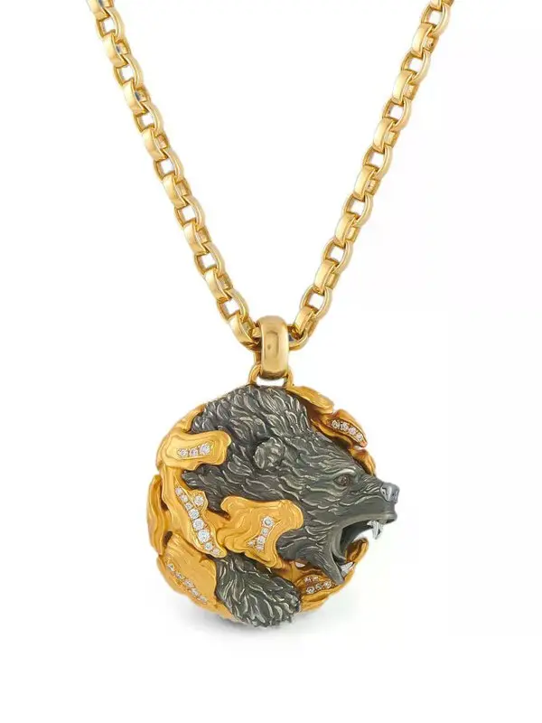 MAGERIT 18k Yellow Diamond Bear Motif Necklace
